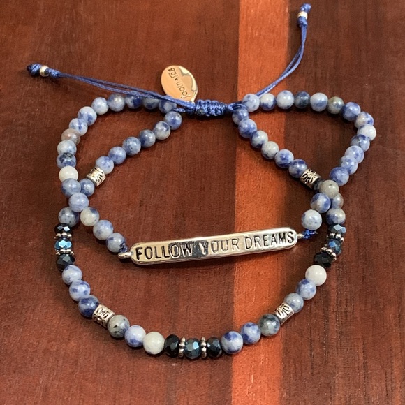 Footnotes | Jewelry | Footnotes 2 Strand Blue Bead Adjustable Bracelet ...